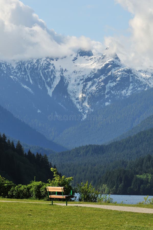 Capilano Lake and the Lions Mountain Stock Image - Image of regional ...