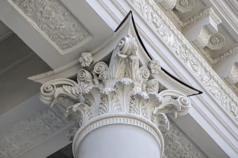 Capital of the Classical Column Close-up Stock Photo - Image of facade ...