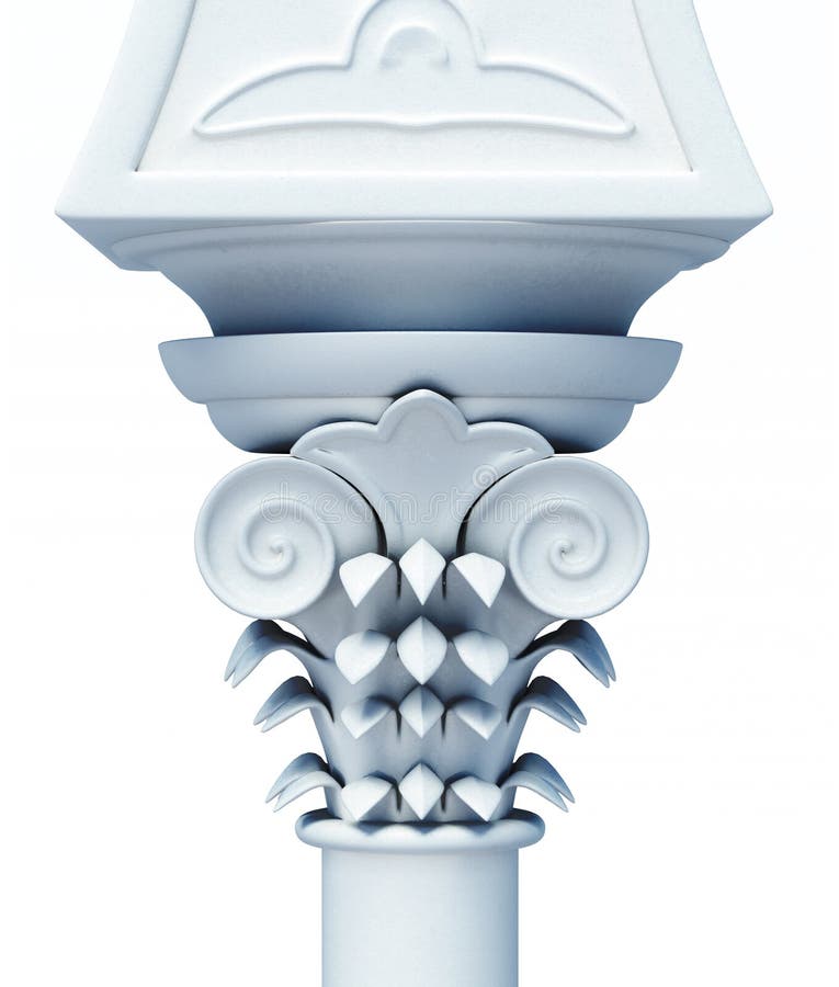 Capital of the Column Close Up on White Background. 3d Stock ...