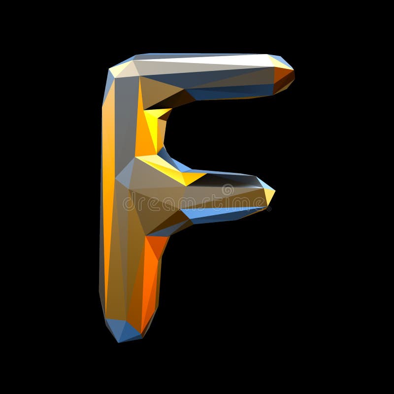 Capital Latin Letter F in Low Poly Style Isolated on Black Background ...