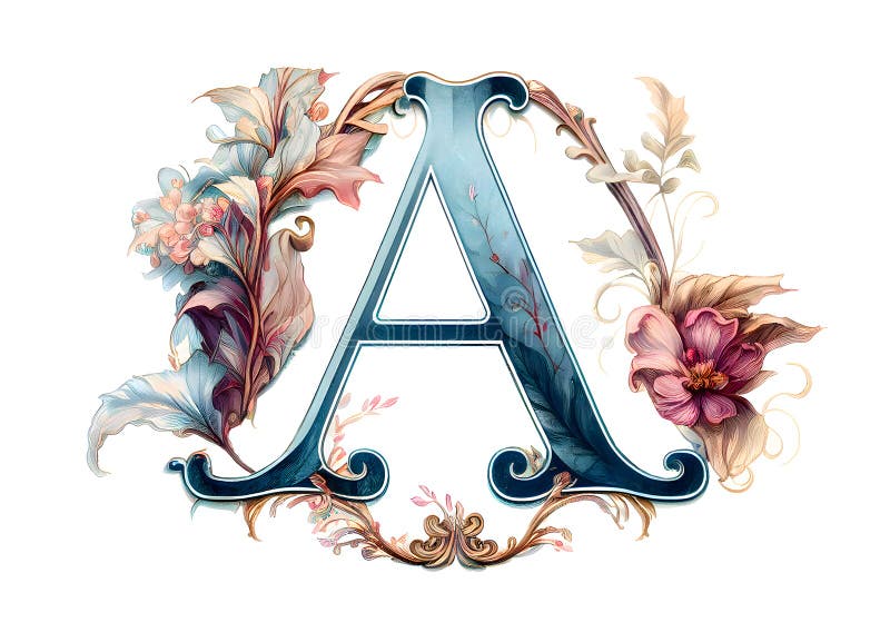 Capital Letter of the Alphabet a in Decorative Style with Flowers ...