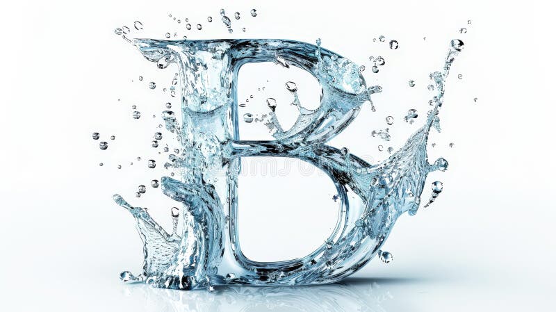 Capital Letter B Made of Blue Water Splashes or Ice on Light Background ...