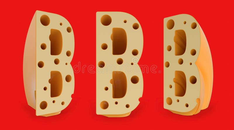 Capital Letter B. Uppercase. Set of Three View Points on Red. 3D Stock ...