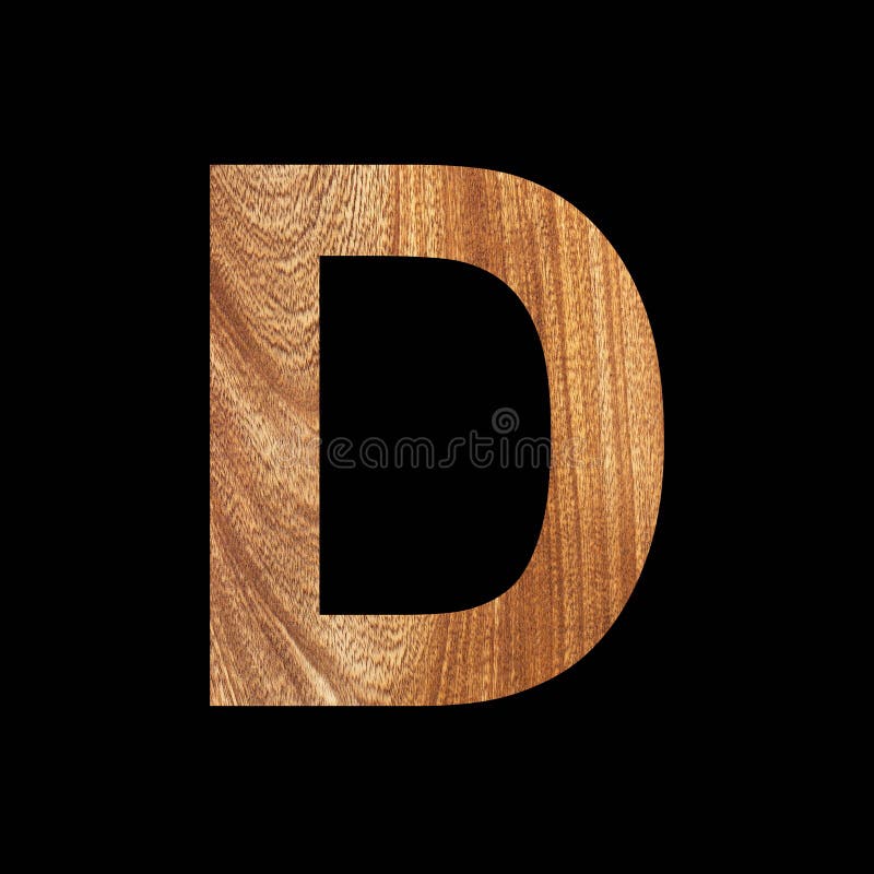 Capital Letter D on Oak Wood Texture - Black Background Stock Image ...