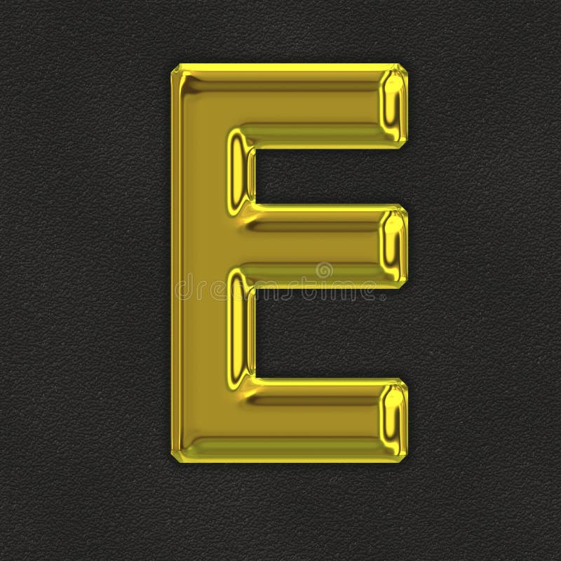 Capital letter E in gold stock illustration. Illustration of letter ...