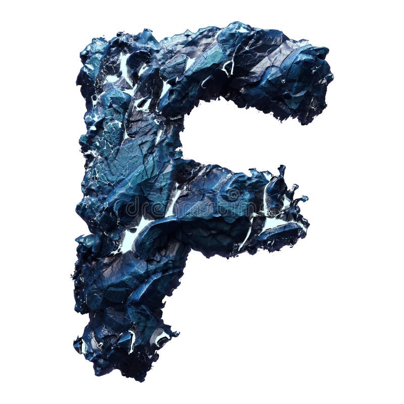 Capital Letter F Made of Ice Isolated on White Background. 3d Stock ...