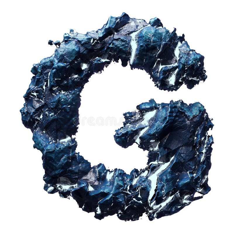 Capital Letter G Made of Ice Isolated on White Background. 3d Stock ...