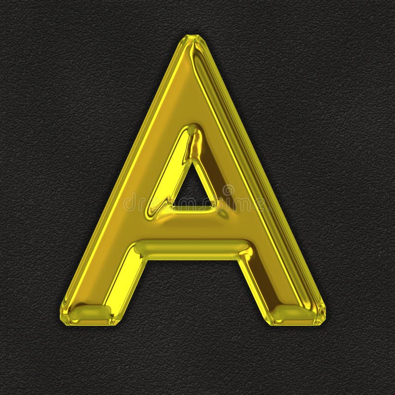 Capital letter a in Gold stock illustration. Illustration of typography ...