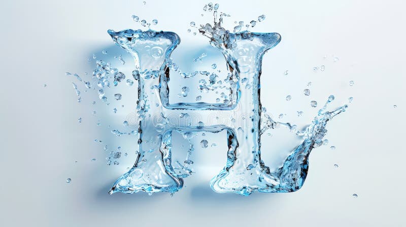 Capital Letter H Made of Blue Water Splashes or Ice on Light Background ...