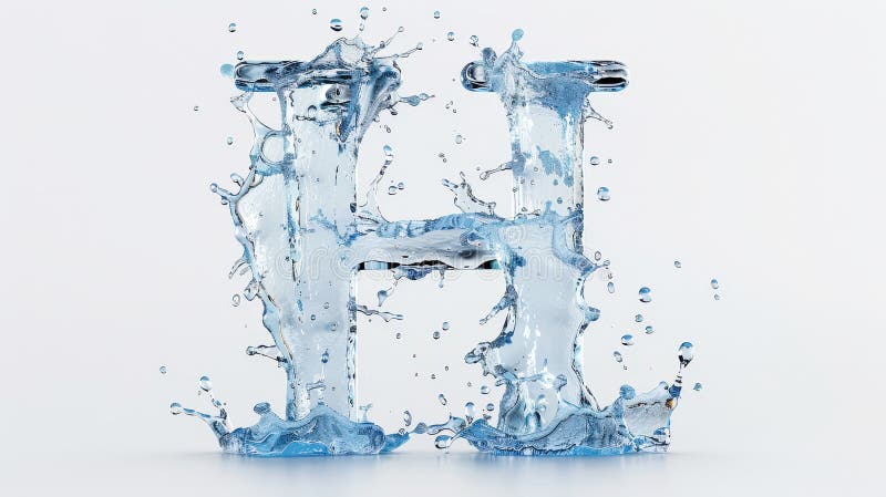 Capital Letter H Made of Blue Water Splashes or Ice on Light Background ...