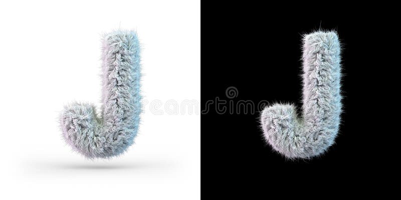 Capital Letter J. Uppercase. White Fluffy Font on Black and White ...
