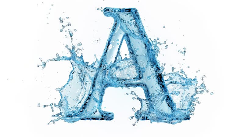 Capital Letter a Made of Blue Water Splashes or Ice on Light Background ...