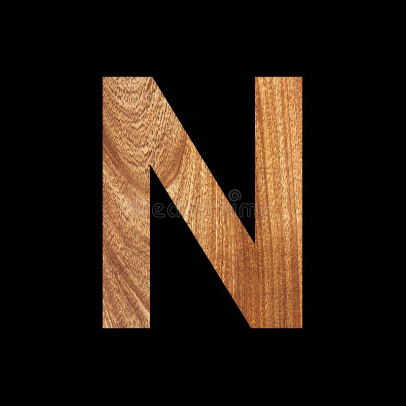 Capital Letter N on Oak Wood Texture - Black Background Stock Image ...