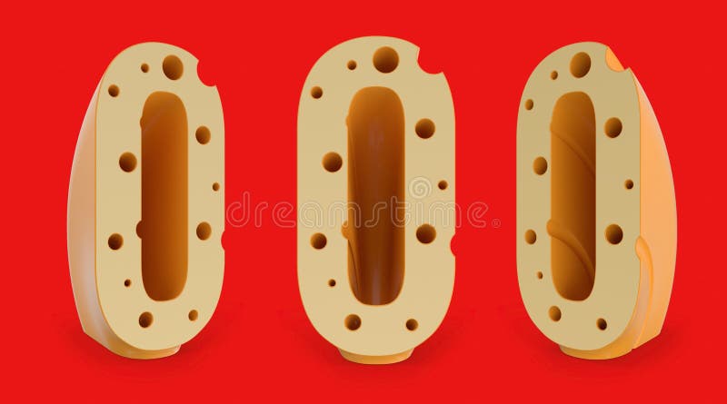 Capital Letter O. Uppercase. Set of Three View Points on Red. 3D Stock ...