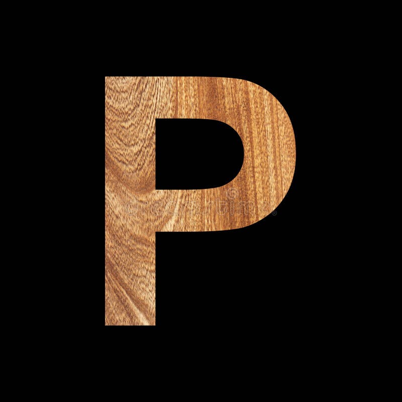 Capital Letter P on Oak Wood Texture - Black Background Stock Photo ...