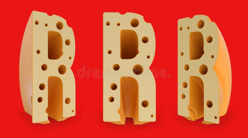 Capital Letter R. Uppercase. Set of Three View Points on Red. 3D Stock ...