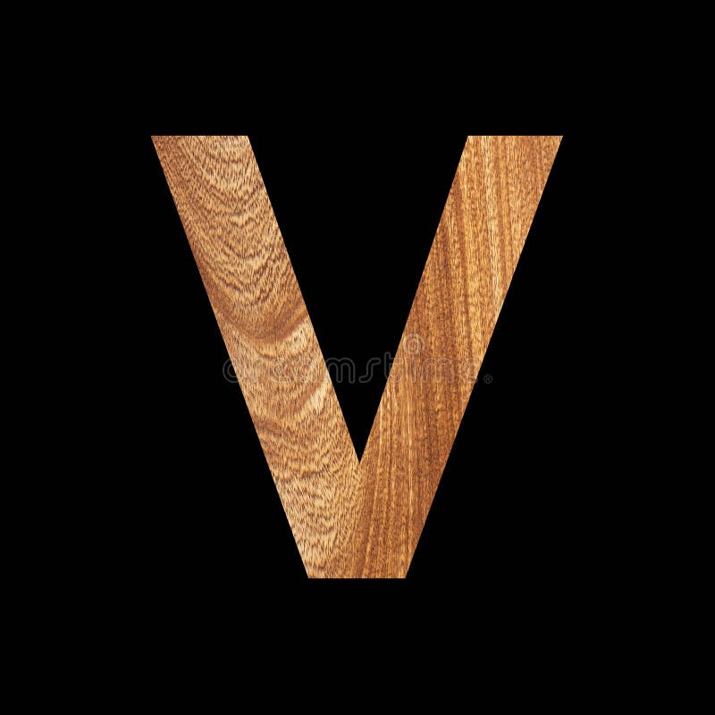 Capital Letter V on Oak Wood Texture - Black Background Stock ...
