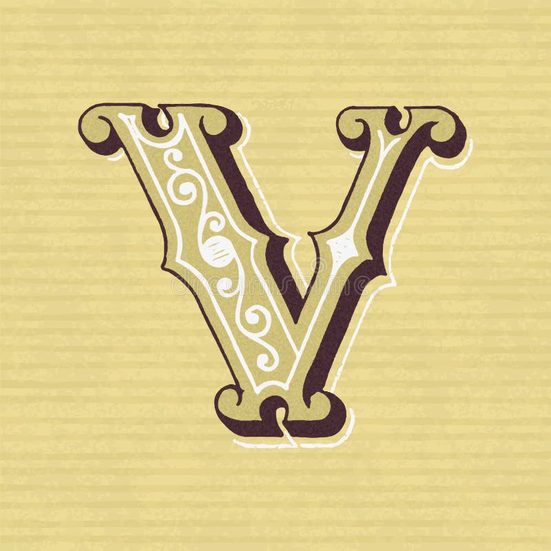 Capital Letter V Vintage Typography Style Stock Vector - Illustration ...