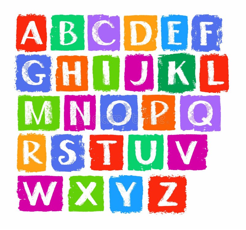 English Alphabet, Capital Letters, Colored with a Thin Outline. Stock ...