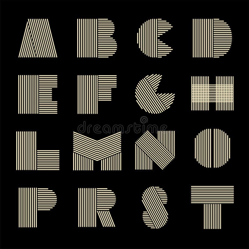 Capital Letters Set. Made of Parallel Strips Stock Vector ...