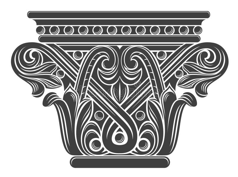 Capital of a Medieval Cathedral Ionic Column Stock Vector ...