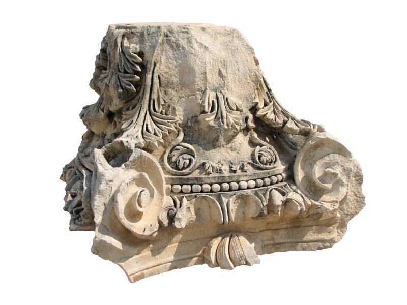 Capital of the Roman Column Over White Stock Image - Image of dead ...