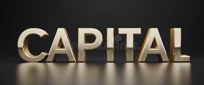 Capital is a Word that is Written in Gold Letters on a Black Background ...