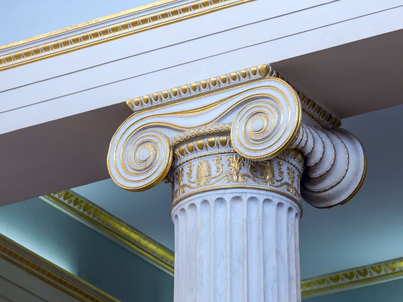 Capitale Della Colonna Ionica Neoclassica Greca Fotografia Stock ...