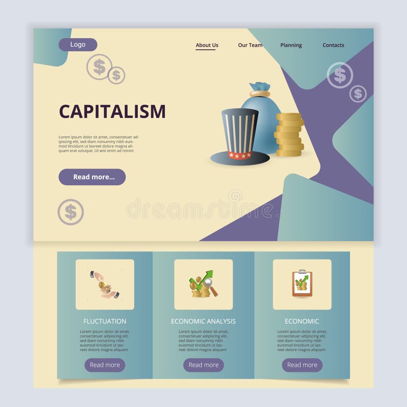 Capitalism Flat Landing Page Website Template. Fluctuation, Economic ...