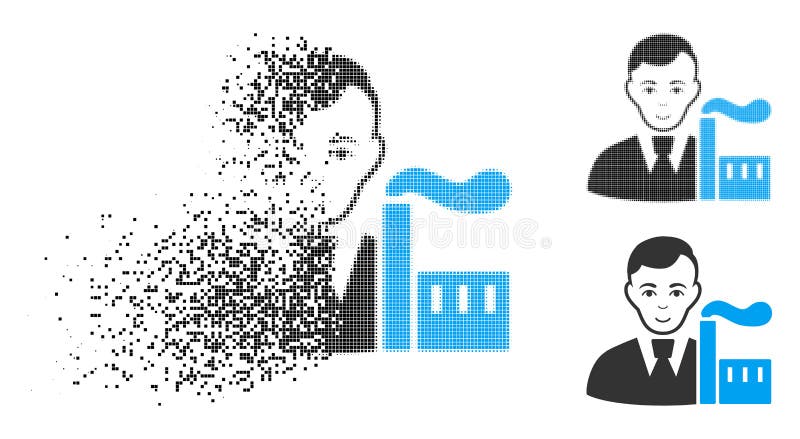 Destructed Pixel Halftone Capitalist Oligarch Icon with Face Stock ...