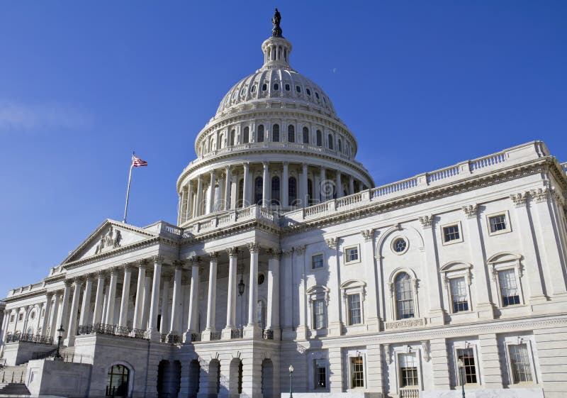 Front View of the US Capitol Building Stock Photo - Image of district ...