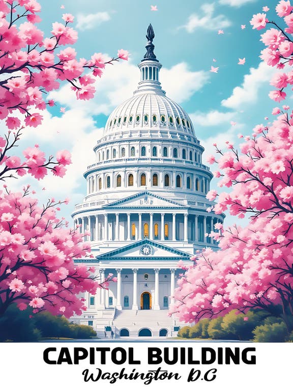Capitol Building Vintage Artwork Stock Image - Image of design ...