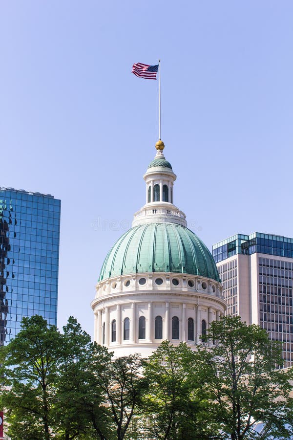 Capitol Building with American Flag on Top in St. Louis Stock Image ...