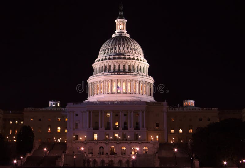 Capitol Building - Congress at Night, Washington Stock Photo - Image of ...