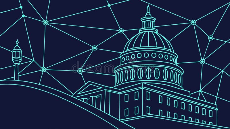 Capitol Building Connected by Network, Government, Tech, Vector Design ...