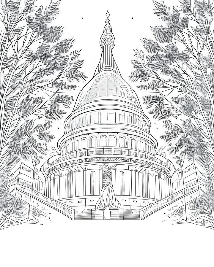 Capitol Building in DC, USA. Hand Drawn Vector Illustration Stock ...