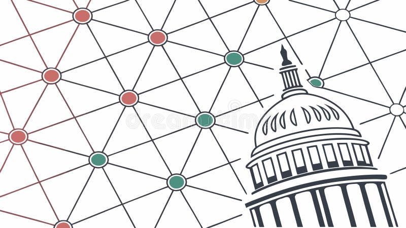 Capitol Building Dome in Abstract Network, Civic Connectivity, Vector ...