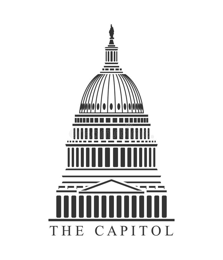 Famous United States Capitol Building Isolated Cartoon Illustration ...
