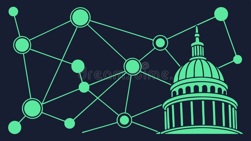 Capitol Building and Network Grid, Governance and Technology, Vector ...