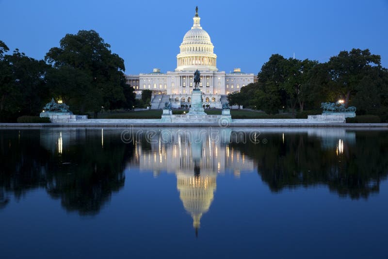 Capitol building at night. stock image. Image of legislative - 46657521