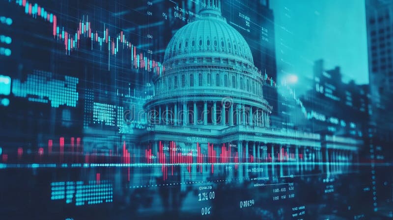 Capitol Building with a Superimposed Layer of Stock Market Graphics ...