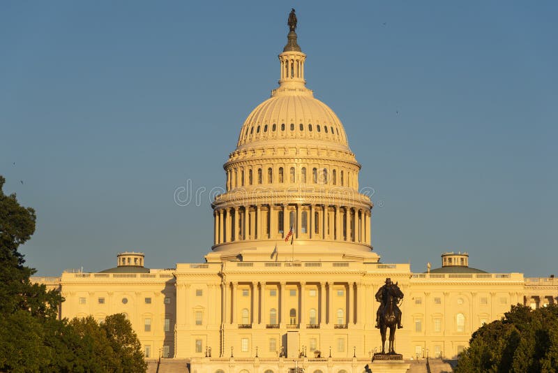 Capitol Building Under a Clear Sky at Sunset Stock Image - Image of ...