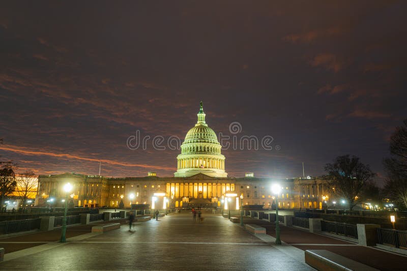 Capitol Building in Washington DC at Night. Stock Image - Image of ...