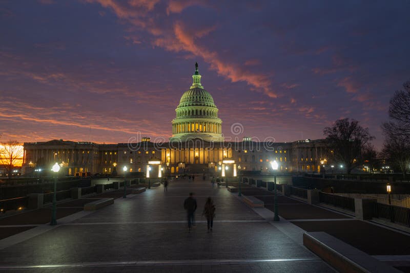 Capitol Building in Washington DC at Night. Stock Photo - Image of ...