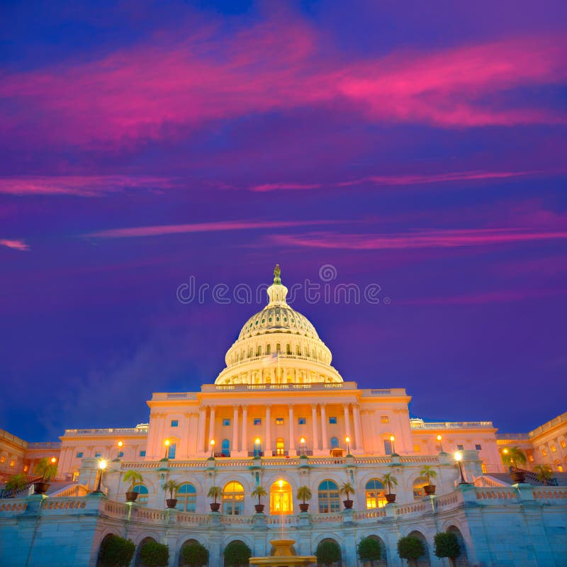 Capitol Building Washington DC Sunset US Congress Stock Image - Image ...