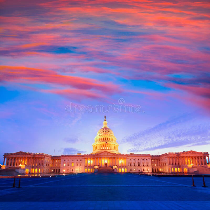 Capitol Building Washington DC Sunset US Congress Stock Photo - Image ...