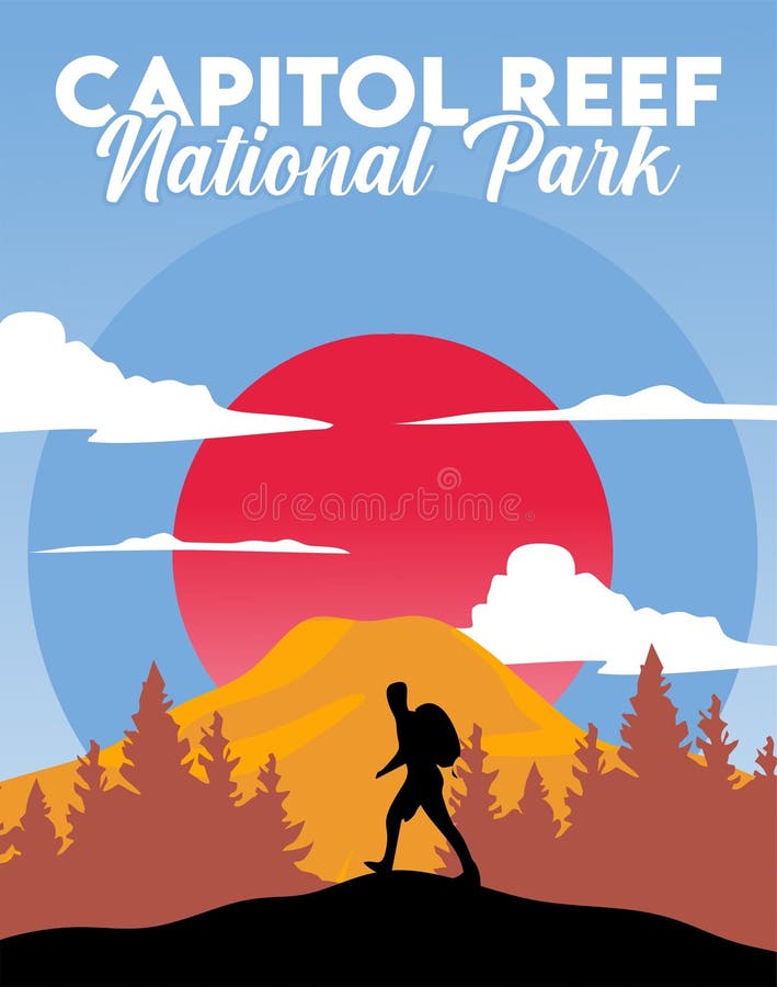 Capitol Reef National Park with Beautiful Natural Scenery Stock Vector ...