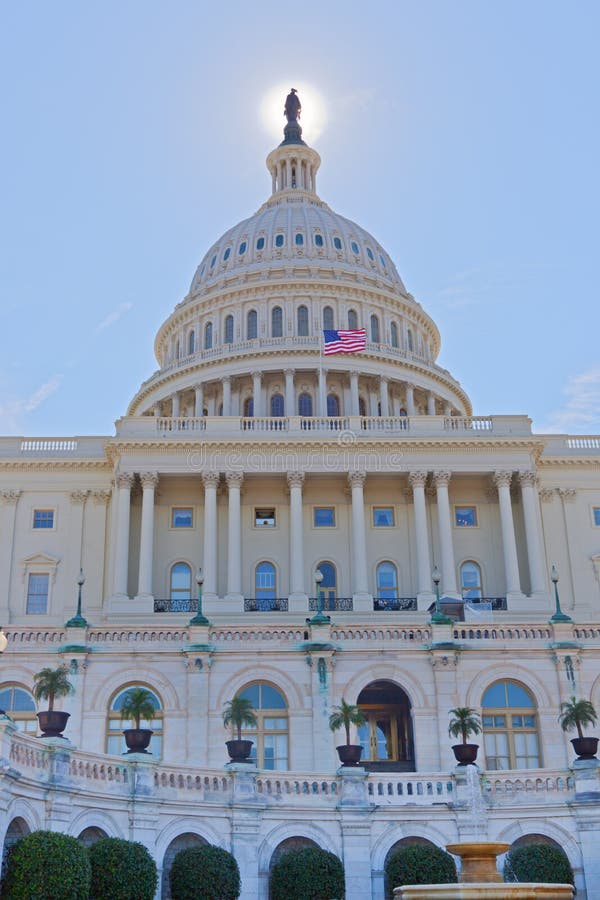 The Capitol, Statue of Freedom Stock Image - Image of flag, backlight ...