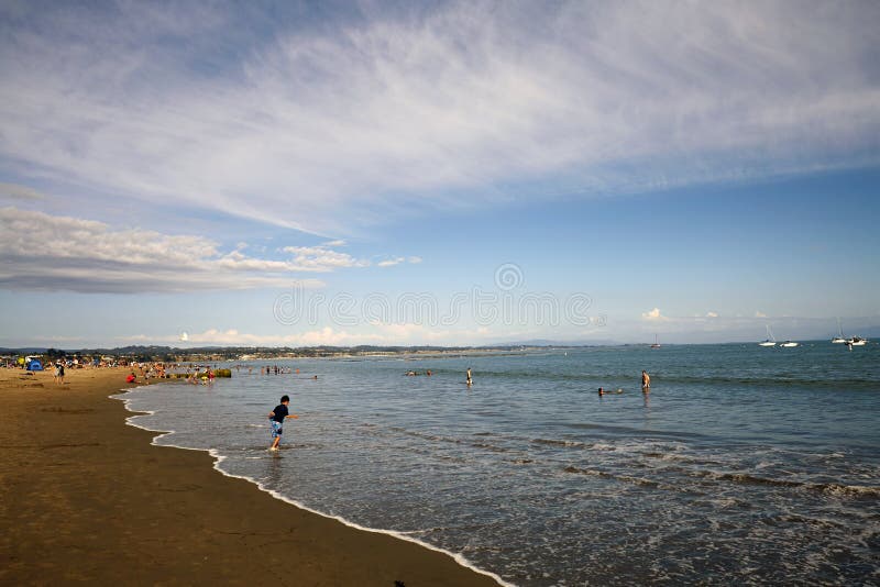 Capitola Beach in Magical Sunset Stock Image - Image of capitola ...