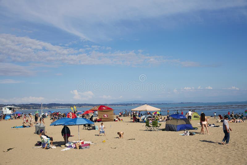 Capitola Beach in Magical Sunset Stock Image - Image of capitola ...